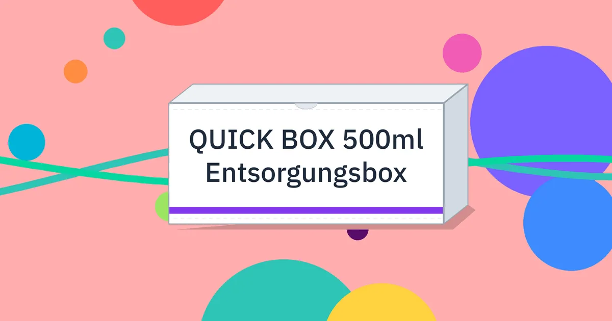 Symbolbild: Packung mit der Aufschrift QUICK BOX 500ml Entsorgungsbox (PZN 16734017) – Verfügbarkeit und Bezug in Apotheken in Frankfurt am Main