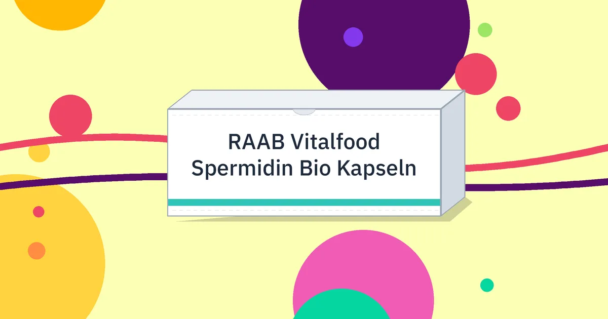 Symbolbild: Packung mit der Aufschrift RAAB Vitalfood Spermidin Bio Kapseln (PZN 19305593) – Verfügbarkeit und Bezug in Apotheken in Frankfurt am Main