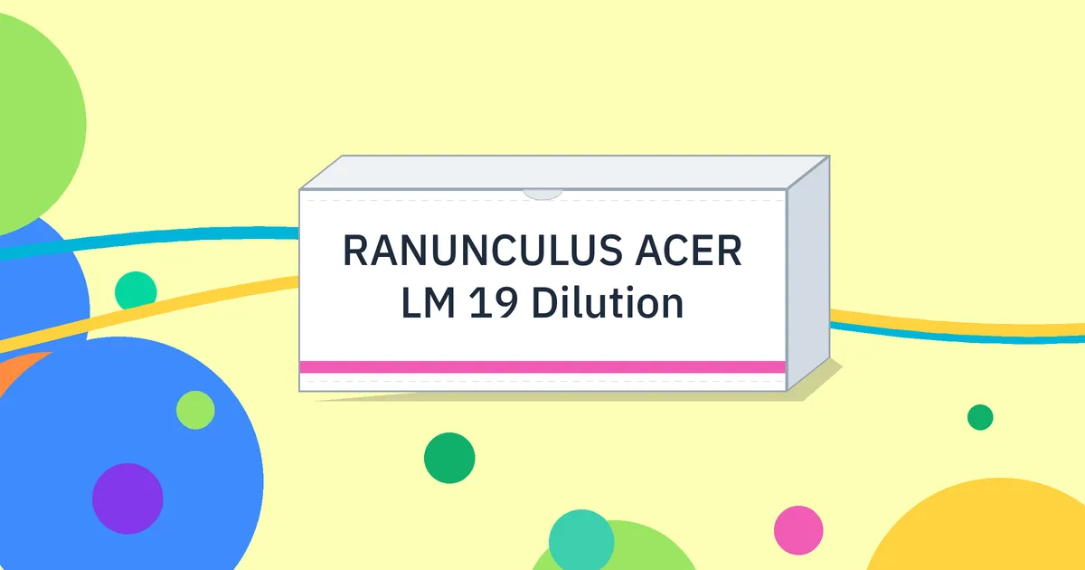 Symbolbild: Packung mit der Aufschrift RANUNCULUS ACER LM 19 Dilution (PZN 13675573) – Verfügbarkeit und Bezug in Apotheken in Frankfurt am Main