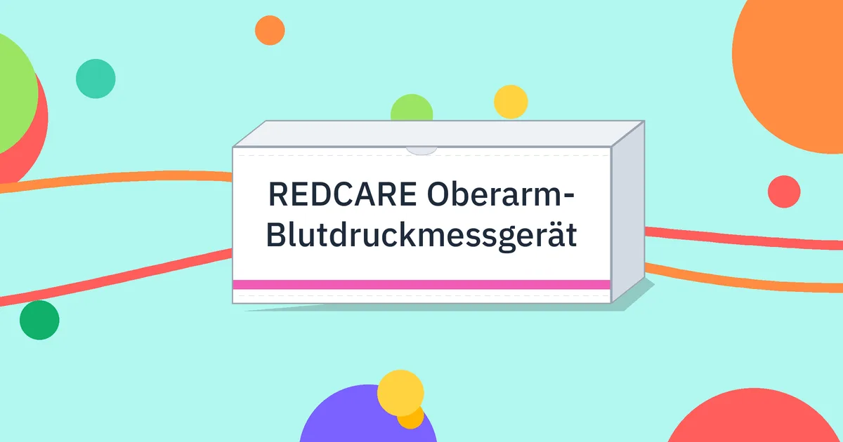 Symbolbild: Packung mit der Aufschrift REDCARE Oberarm-Blutdruckmessgerät (PZN 19629083) – Verfügbarkeit und Bezug in Apotheken in Frankfurt am Main