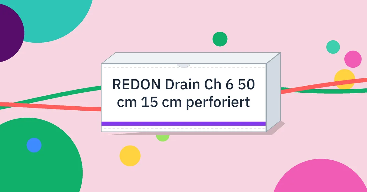 Symbolbild: Packung mit der Aufschrift REDON Drain Ch 6 50 cm 15 cm perforiert (PZN 12733185) – Verfügbarkeit und Bezug in Apotheken in Frankfurt am Main