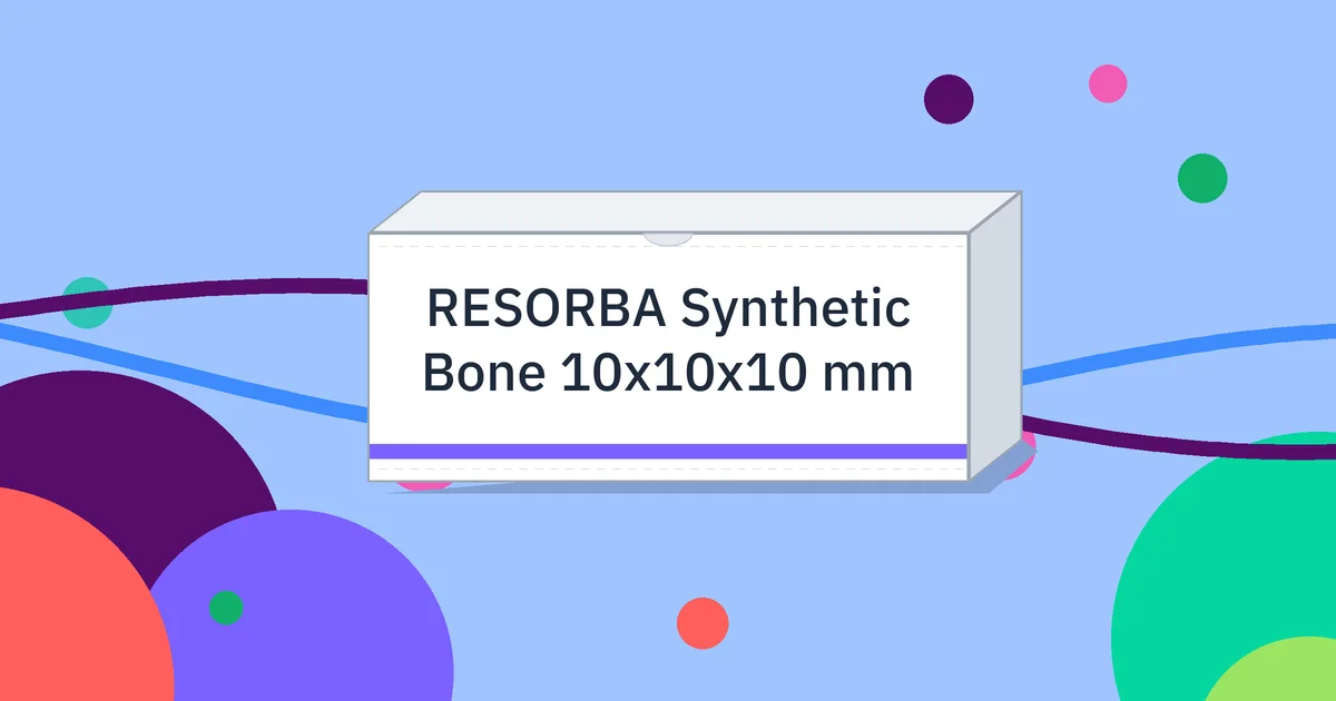 Symbolbild: Packung mit der Aufschrift RESORBA Synthetic Bone 10x10x10 mm (PZN 16857369) – Verfügbarkeit und Bezug in Apotheken in Frankfurt am Main