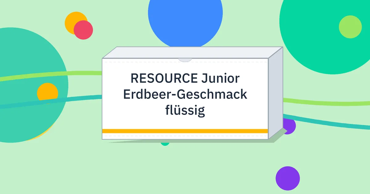 Symbolbild: Packung mit der Aufschrift RESOURCE Junior Erdbeer-Geschmack flüssig (PZN 13912412) – Verfügbarkeit und Bezug in Apotheken in Frankfurt am Main