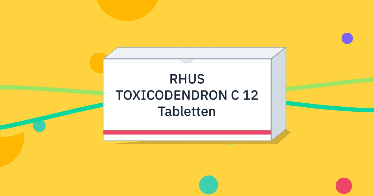 Symbolbild: Packung mit der Aufschrift RHUS TOXICODENDRON C 12 Tabletten (PZN 07178959) – Verfügbarkeit und Bezug in Apotheken in Frankfurt am Main