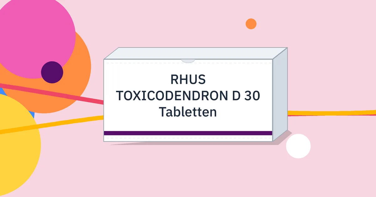 Symbolbild: Packung mit der Aufschrift RHUS TOXICODENDRON D 30 Tabletten (PZN 02104904) – Verfügbarkeit und Bezug in Apotheken in Frankfurt am Main