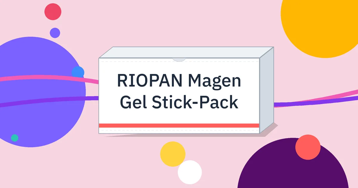 Symbolbild: Packung mit der Aufschrift RIOPAN Magen Gel Stick-Pack (PZN 08592922) – Verfügbarkeit und Bezug in Apotheken in Frankfurt am Main