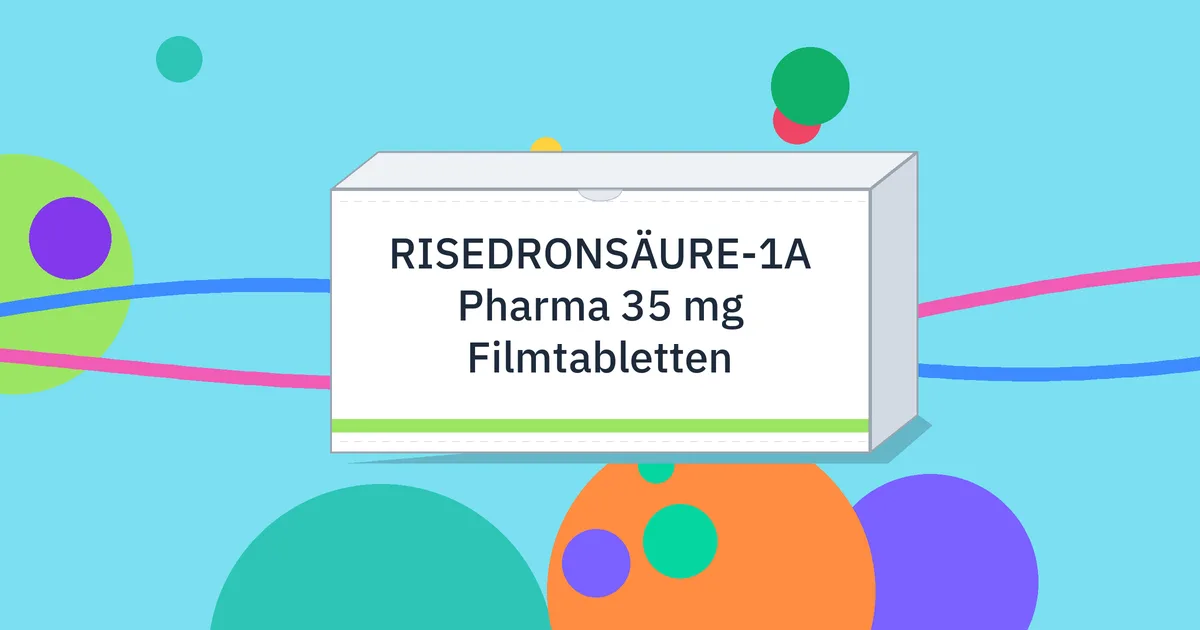 Symbolbild: Packung mit der Aufschrift RISEDRONSÄURE-1A Pharma 35 mg Filmtabletten (PZN 07618789) – Verfügbarkeit und Bezug in Apotheken in Frankfurt am Main