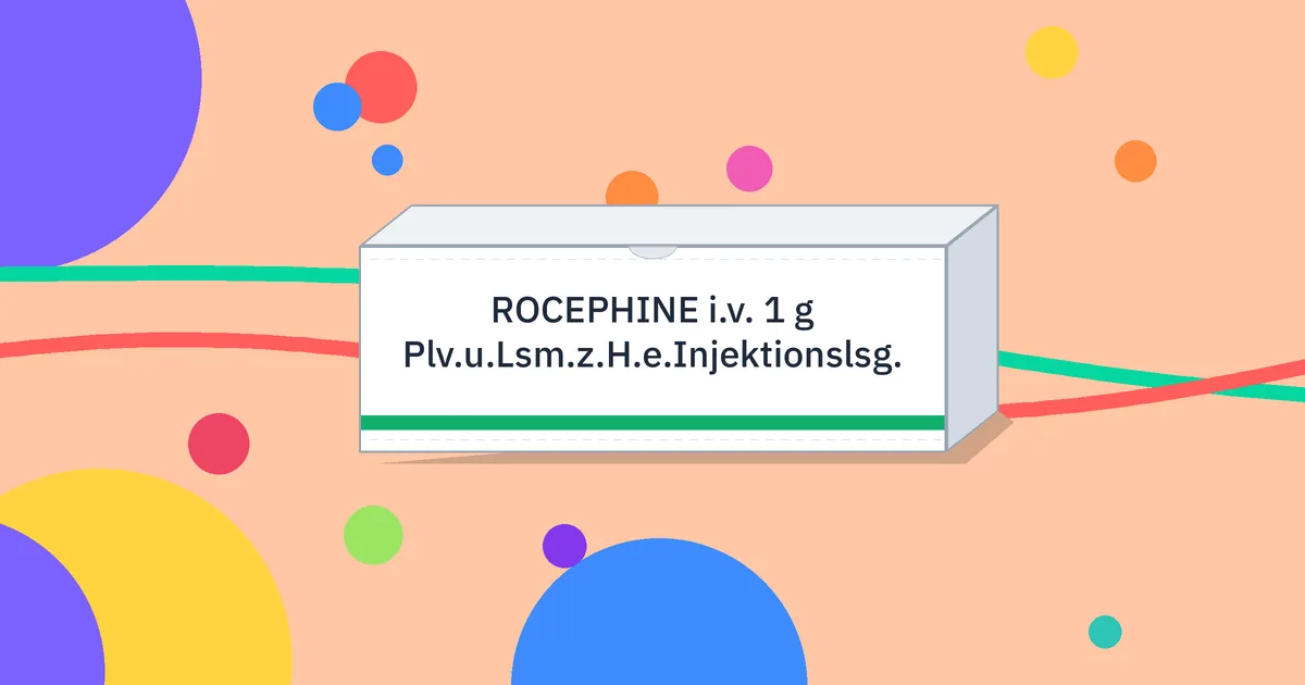 Symbolbild: Packung mit der Aufschrift ROCEPHINE i.v. 1 g Plv.u.Lsm.z.H.e.Injektionslsg. (PZN 06951877) – Verfügbarkeit und Bezug in Apotheken in Frankfurt am Main
