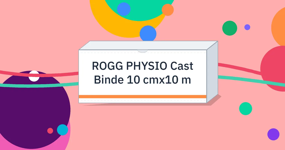 Symbolbild: Packung mit der Aufschrift ROGG PHYSIO Cast Binde 10 cmx10 m (PZN 04049687) – Verfügbarkeit und Bezug in Apotheken in Frankfurt am Main