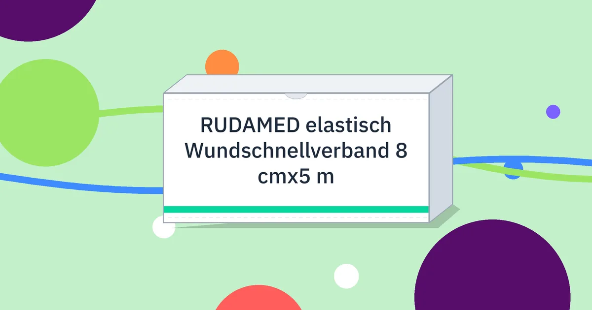 Symbolbild: Packung mit der Aufschrift RUDAMED elastisch Wundschnellverband 8 cmx5 m (PZN 07092850) – Verfügbarkeit und Bezug in Apotheken in Frankfurt am Main