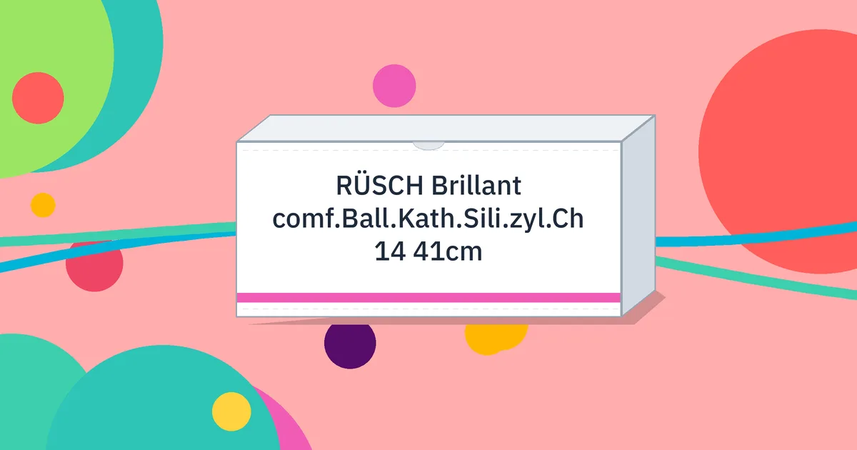 Symbolbild: Packung mit der Aufschrift RÜSCH Brillant comf.Ball.Kath.Sili.zyl.Ch 14 41cm (PZN 02369910) – Verfügbarkeit und Bezug in Apotheken in Frankfurt am Main