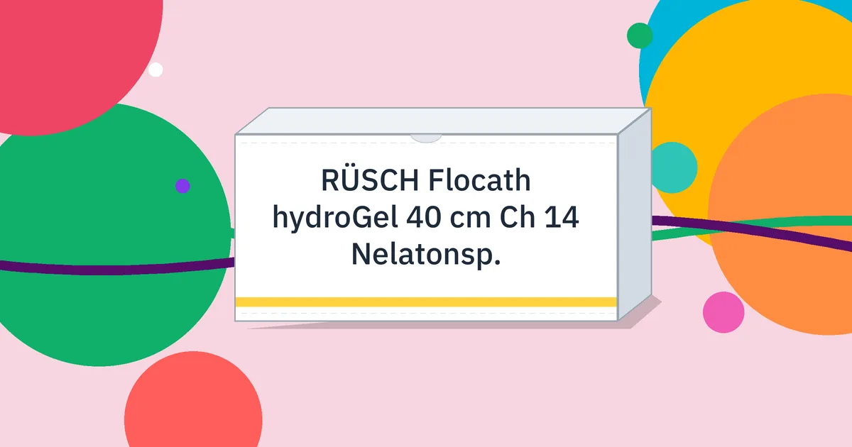 Symbolbild: Packung mit der Aufschrift RÜSCH Flocath hydroGel 40 cm Ch 14 Nelatonsp. (PZN 02163143) – Verfügbarkeit und Bezug in Apotheken in Frankfurt am Main