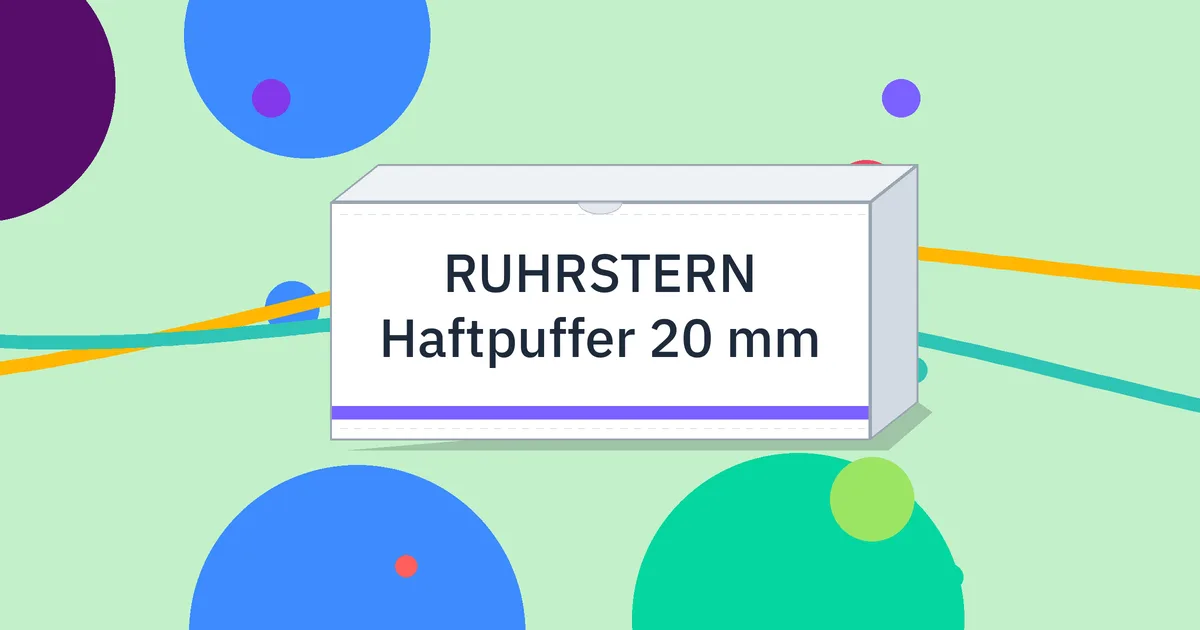 Symbolbild: Packung mit der Aufschrift RUHRSTERN Haftpuffer 20 mm (PZN 10193193) – Verfügbarkeit und Bezug in Apotheken in Frankfurt am Main