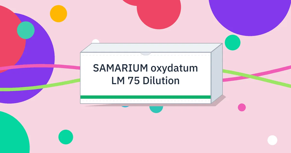Symbolbild: Packung mit der Aufschrift SAMARIUM oxydatum LM 75 Dilution (PZN 13683093) – Verfügbarkeit und Bezug in Apotheken in Frankfurt am Main