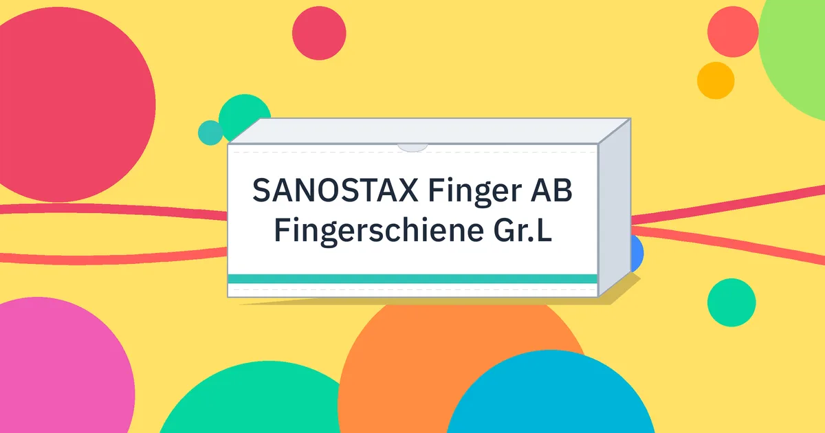 Symbolbild: Packung mit der Aufschrift SANOSTAX Finger AB Fingerschiene Gr.L (PZN 10197096) – Verfügbarkeit und Bezug in Apotheken in Frankfurt am Main