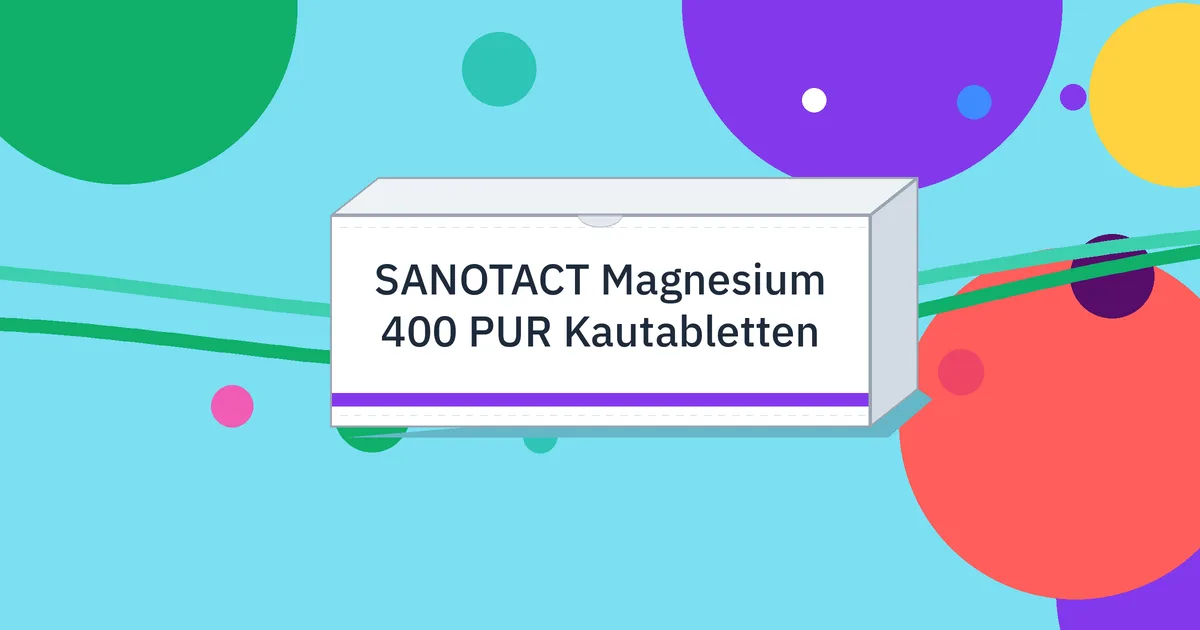 Symbolbild: Packung mit der Aufschrift SANOTACT Magnesium 400 PUR Kautabletten (PZN 17380076) – Verfügbarkeit und Bezug in Apotheken in Frankfurt am Main