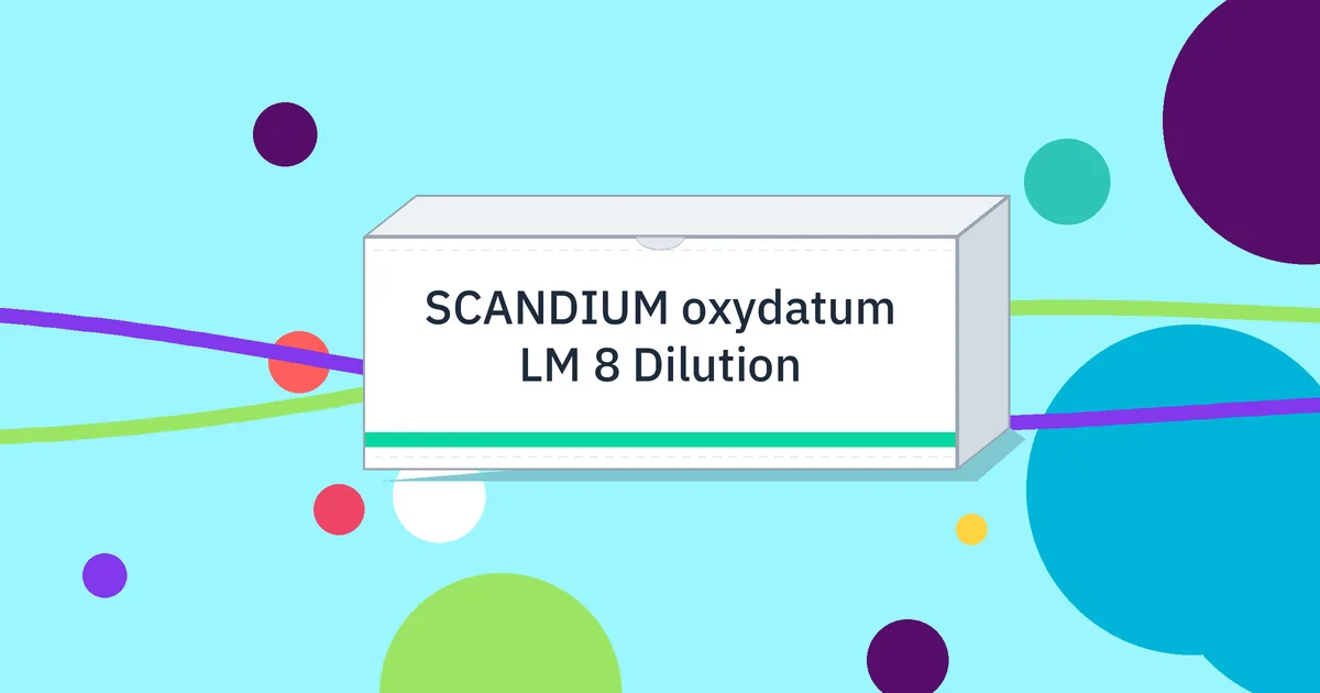 Symbolbild: Packung mit der Aufschrift SCANDIUM oxydatum LM 8 Dilution (PZN 13183491) – Verfügbarkeit und Bezug in Apotheken in Frankfurt am Main