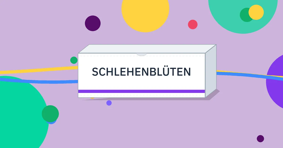 Symbolbild: Packung mit der Aufschrift SCHLEHENBLÜTEN (PZN 08466005) – Verfügbarkeit und Bezug in Apotheken in Frankfurt am Main