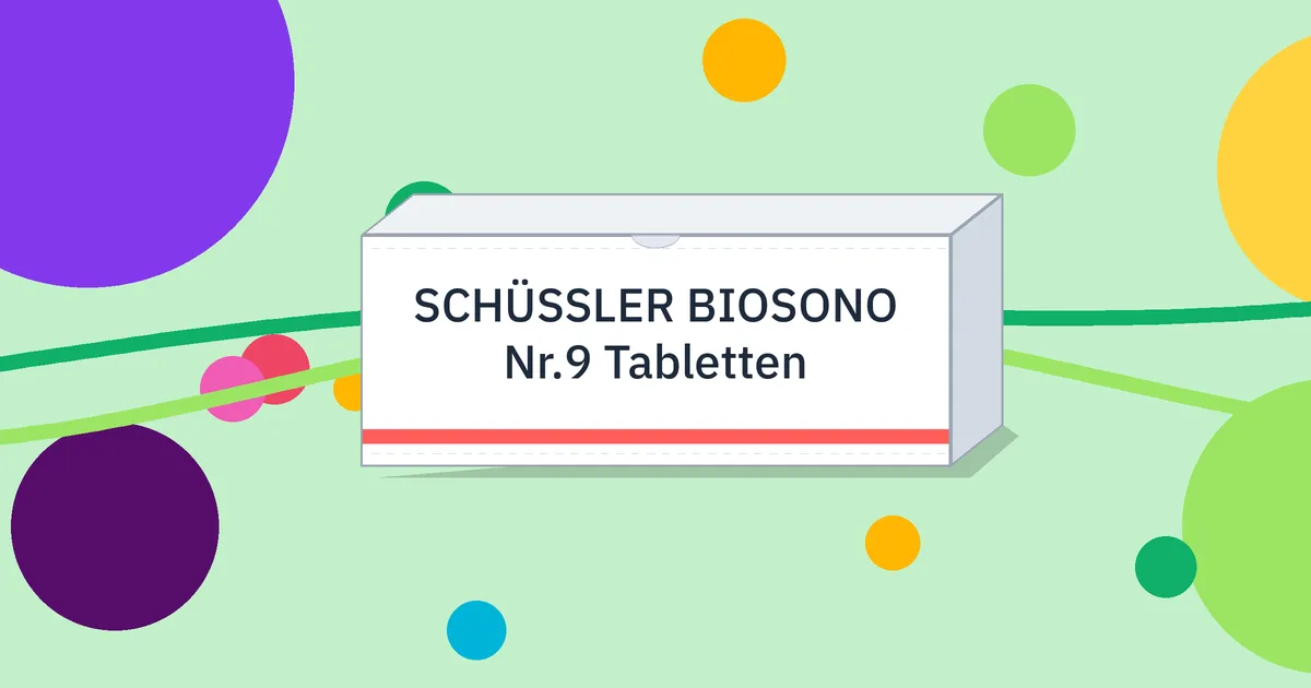 Symbolbild: Packung mit der Aufschrift SCHÜSSLER BIOSONO Nr.9 Tabletten (PZN 09005619) – Verfügbarkeit und Bezug in Apotheken in Frankfurt am Main