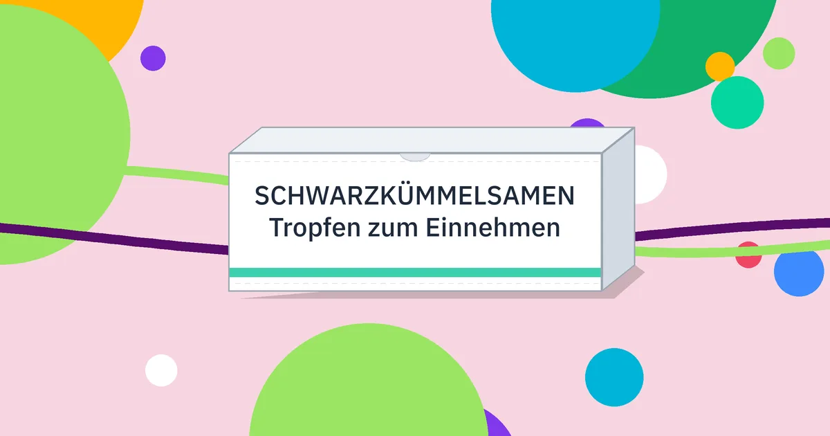 Symbolbild: Packung mit der Aufschrift SCHWARZKÜMMELSAMEN Tropfen zum Einnehmen (PZN 11867363) – Verfügbarkeit und Bezug in Apotheken in Frankfurt am Main