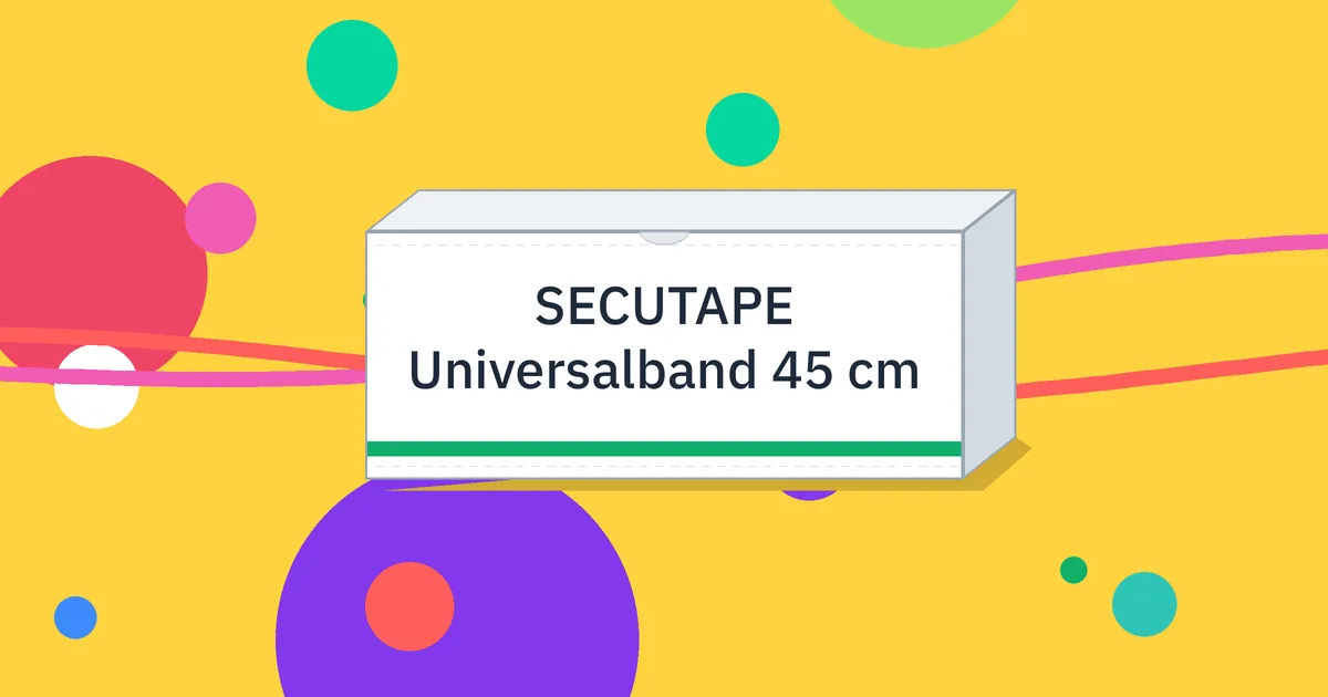 Symbolbild: Packung mit der Aufschrift SECUTAPE Universalband 45 cm (PZN 19959716) – Verfügbarkeit und Bezug in Apotheken in Frankfurt am Main