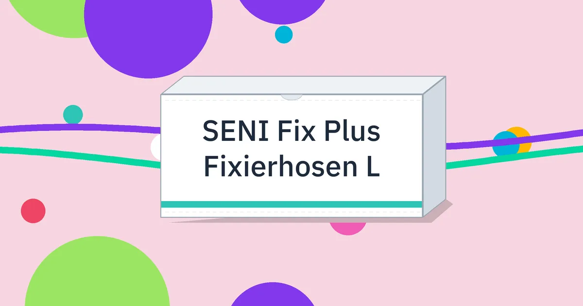 Symbolbild: Packung mit der Aufschrift SENI Fix Plus Fixierhosen L (PZN 10790948) – Verfügbarkeit und Bezug in Apotheken in Frankfurt am Main