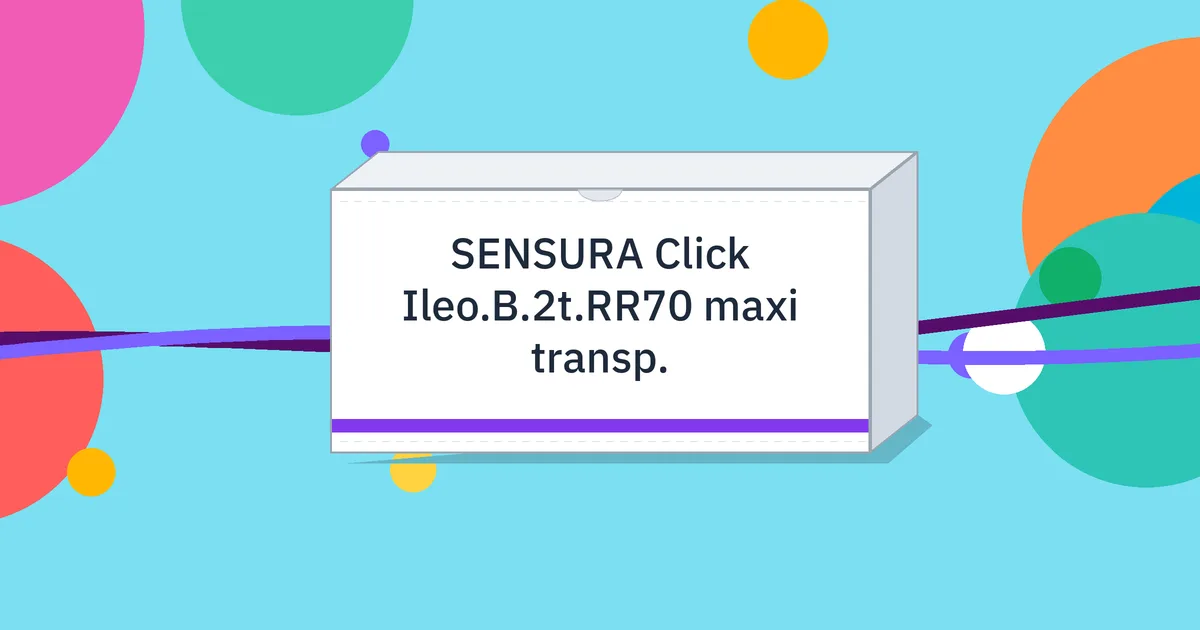 Symbolbild: Packung mit der Aufschrift SENSURA Click Ileo.B.2t.RR70 maxi transp. (PZN 03109565) – Verfügbarkeit und Bezug in Apotheken in Frankfurt am Main