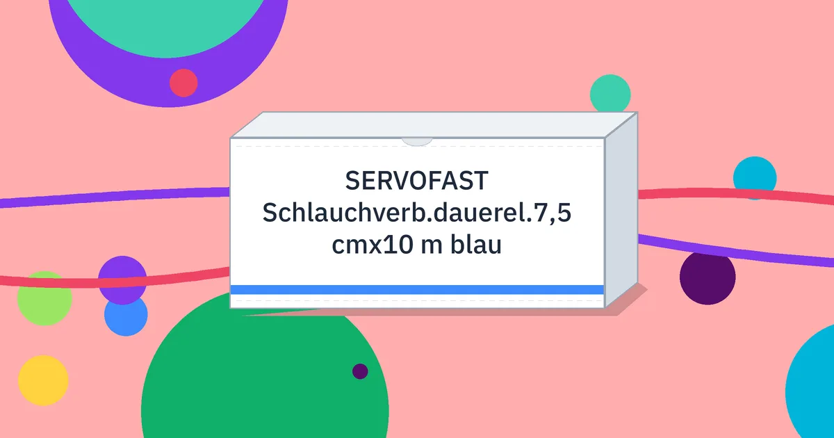 Symbolbild: Packung mit der Aufschrift SERVOFAST Schlauchverb.dauerel.7,5 cmx10 m blau (PZN 17897141) – Verfügbarkeit und Bezug in Apotheken in Frankfurt am Main