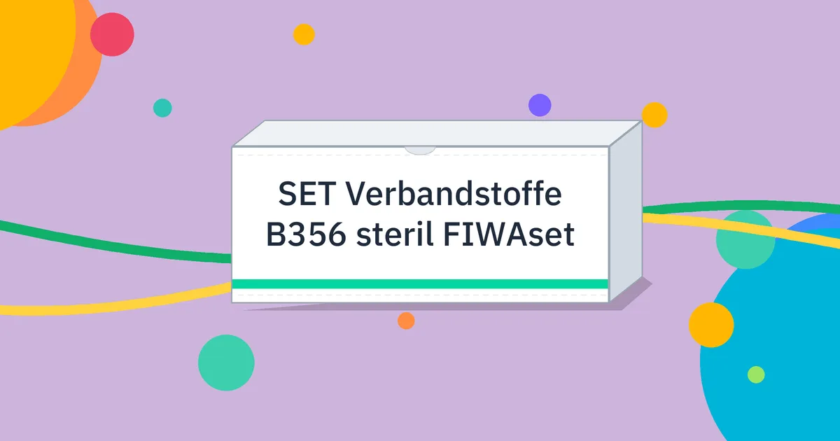 Symbolbild: Packung mit der Aufschrift SET Verbandstoffe B356 steril FIWAset (PZN 12408462) – Verfügbarkeit und Bezug in Apotheken in Frankfurt am Main