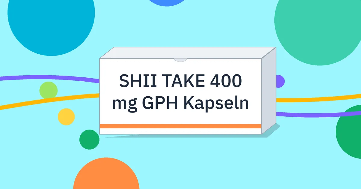 Symbolbild: Packung mit der Aufschrift SHII TAKE 400 mg GPH Kapseln (PZN 00967593) – Verfügbarkeit und Bezug in Apotheken in Frankfurt am Main