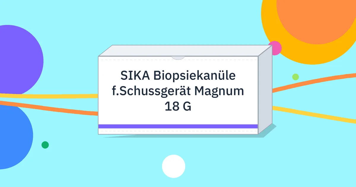 Symbolbild: Packung mit der Aufschrift SIKA Biopsiekanüle f.Schussgerät Magnum 18 G (PZN 03853619) – Verfügbarkeit und Bezug in Apotheken in Frankfurt am Main