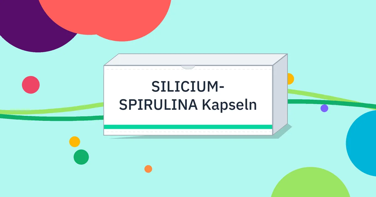 Symbolbild: Packung mit der Aufschrift SILICIUM-SPIRULINA Kapseln (PZN 09894418) – Verfügbarkeit und Bezug in Apotheken in Frankfurt am Main