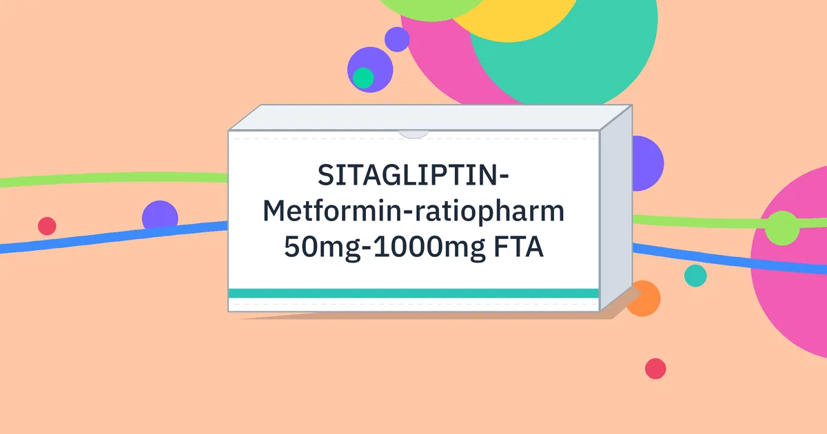 Symbolbild: Packung mit der Aufschrift SITAGLIPTIN-Metformin-ratiopharm 50mg-1000mg FTA (PZN 17574225) – Verfügbarkeit und Bezug in Apotheken in Frankfurt am Main