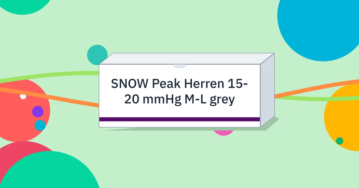 Symbolbild: Packung mit der Aufschrift SNOW Peak Herren 15-20 mmHg M-L grey (PZN 20112824) – Verfügbarkeit und Bezug in Apotheken in Frankfurt am Main