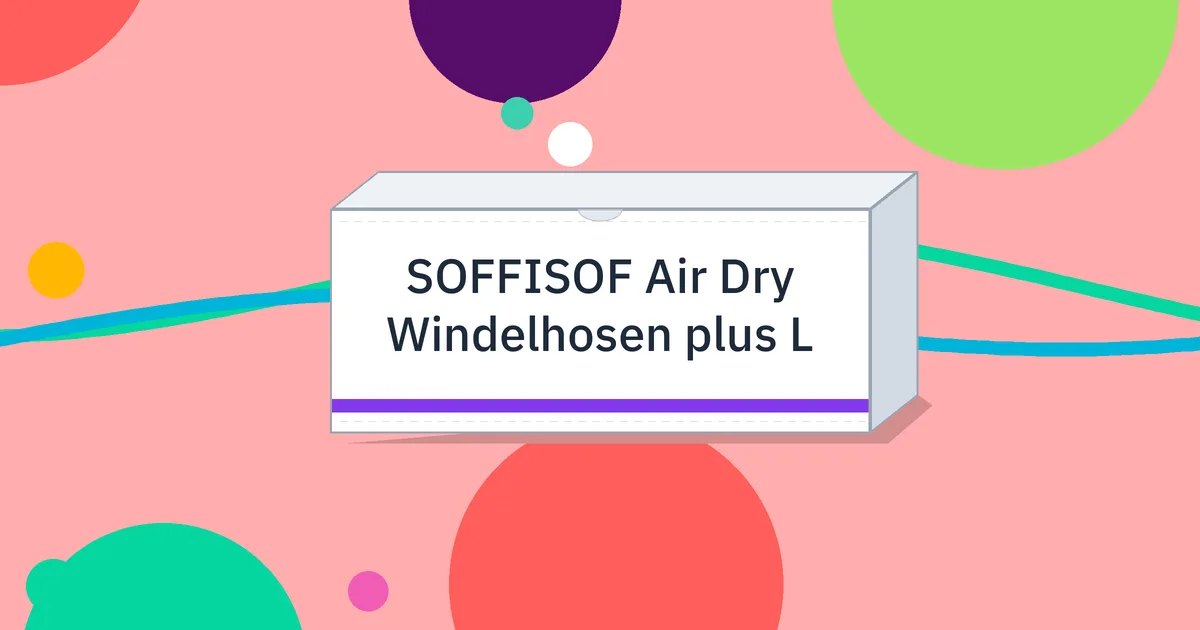 Symbolbild: Packung mit der Aufschrift SOFFISOF Air Dry Windelhosen plus L (PZN 12566155) – Verfügbarkeit und Bezug in Apotheken in Frankfurt am Main