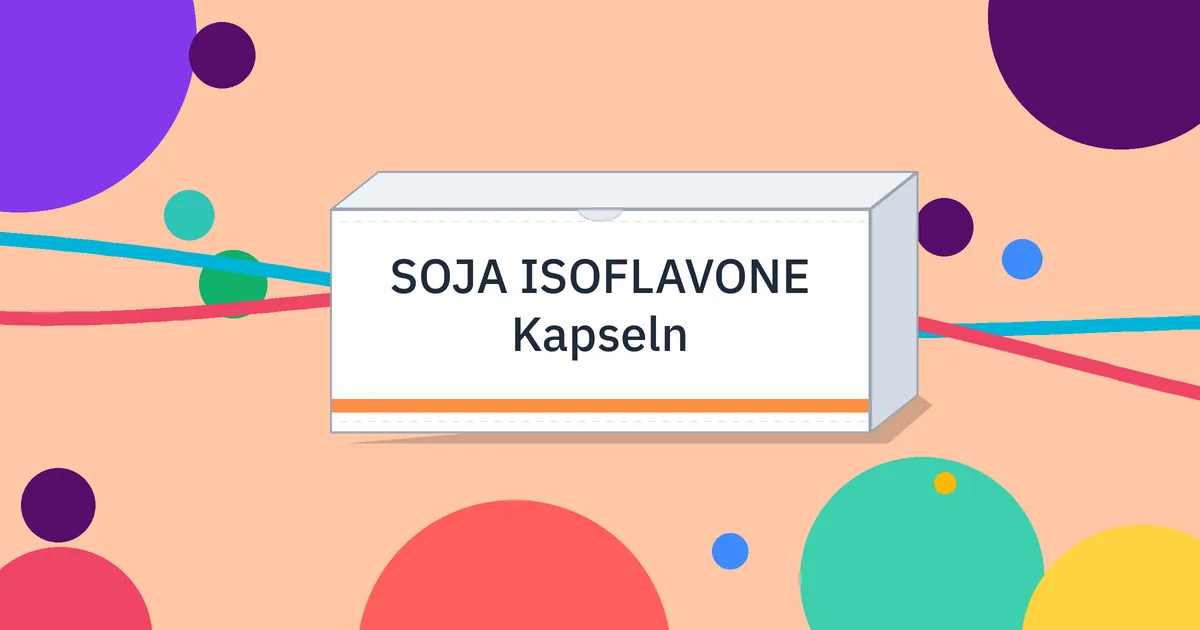Symbolbild: Packung mit der Aufschrift SOJA ISOFLAVONE Kapseln (PZN 02222992) – Verfügbarkeit und Bezug in Apotheken in Frankfurt am Main
