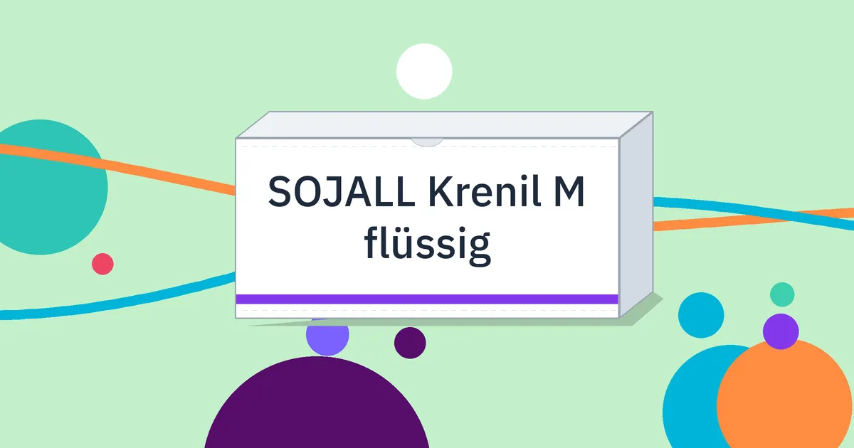 Symbolbild: Packung mit der Aufschrift SOJALL Krenil M flüssig (PZN 08838820) – Verfügbarkeit und Bezug in Apotheken in Frankfurt am Main