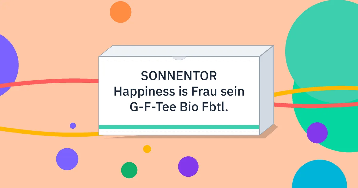Symbolbild: Packung mit der Aufschrift SONNENTOR Happiness is Frau sein G-F-Tee Bio Fbtl. (PZN 18902743) – Verfügbarkeit und Bezug in Apotheken in Frankfurt am Main