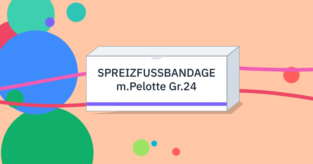 Symbolbild: Packung mit der Aufschrift SPREIZFUSSBANDAGE m.Pelotte Gr.24 (PZN 04863985) – Verfügbarkeit und Bezug in Apotheken in Frankfurt am Main