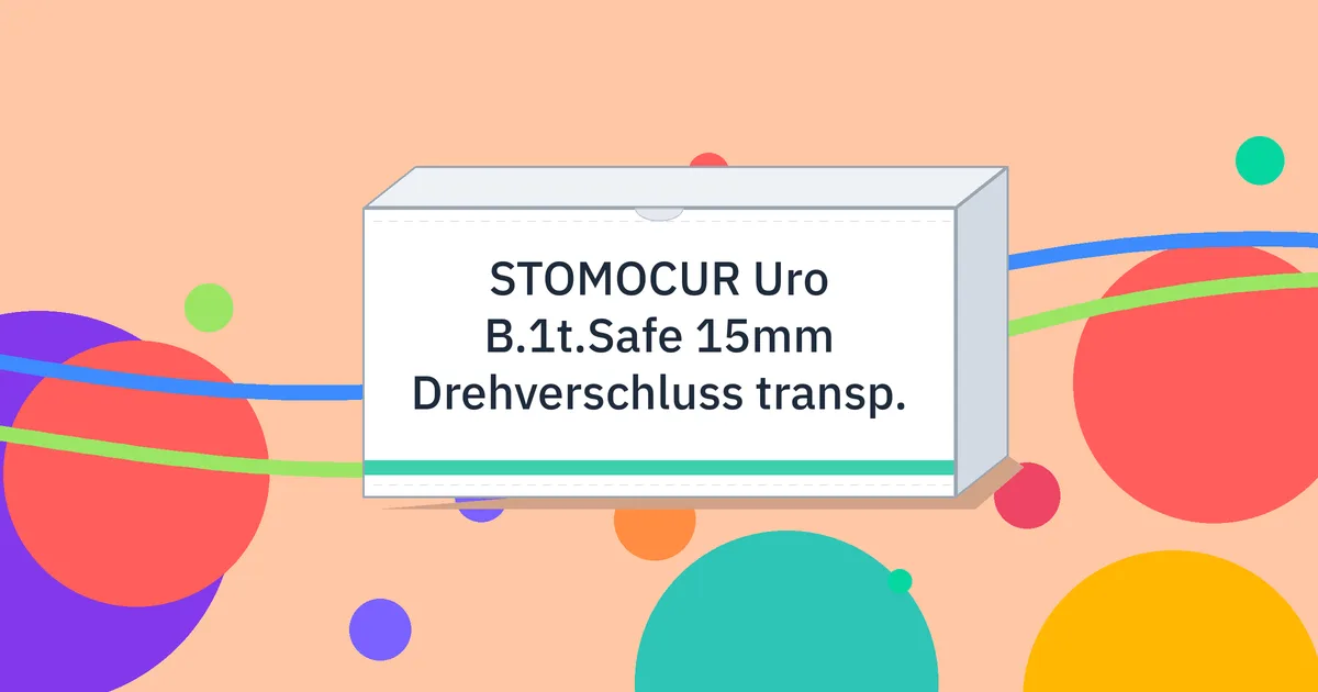 Symbolbild: Packung mit der Aufschrift STOMOCUR Uro B.1t.Safe 15mm Drehverschluss transp. (PZN 17552850) – Verfügbarkeit und Bezug in Apotheken in Frankfurt am Main