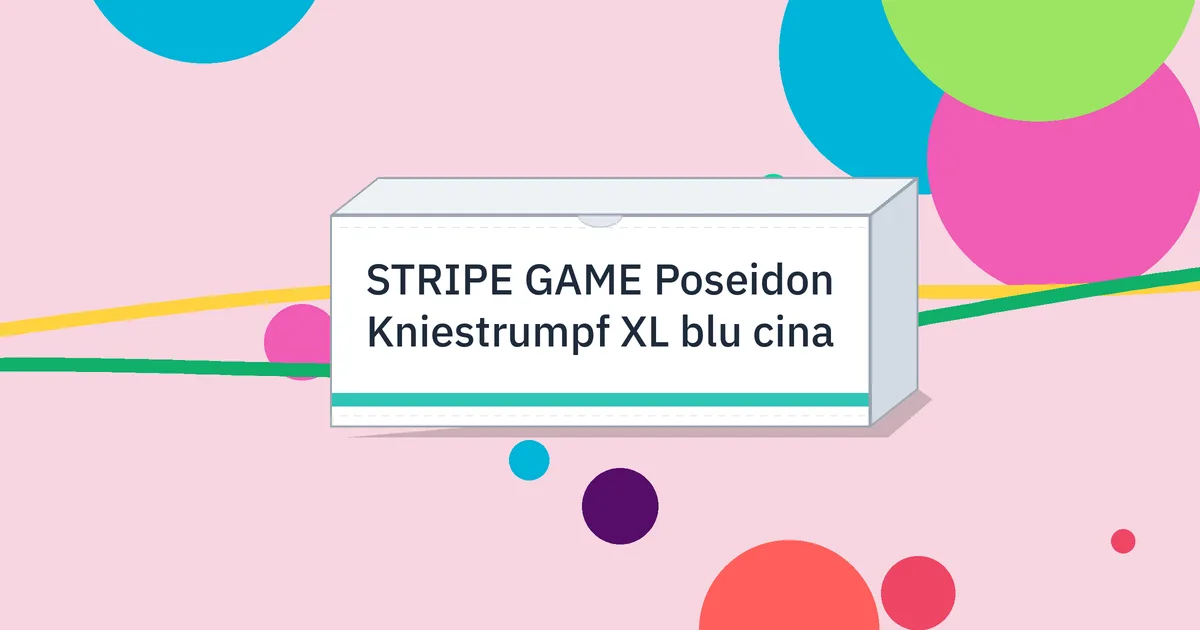 Symbolbild: Packung mit der Aufschrift STRIPE GAME Poseidon Kniestrumpf XL blu cina (PZN 20209937) – Verfügbarkeit und Bezug in Apotheken in Frankfurt am Main