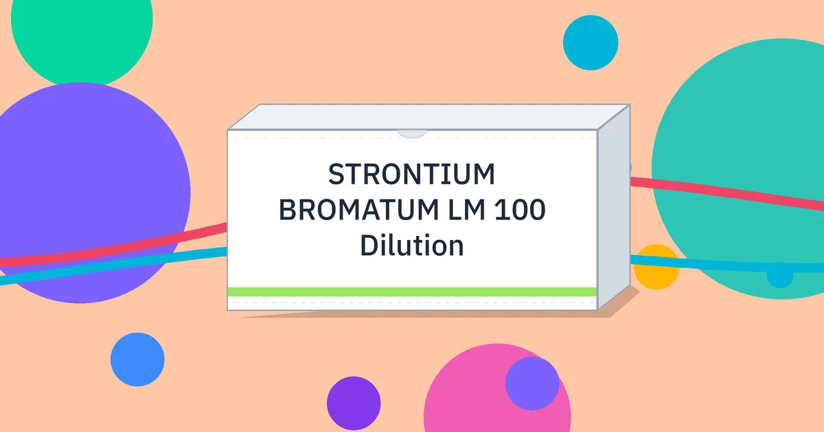 Symbolbild: Packung mit der Aufschrift STRONTIUM BROMATUM LM 100 Dilution (PZN 13203029) – Verfügbarkeit und Bezug in Apotheken in Frankfurt am Main