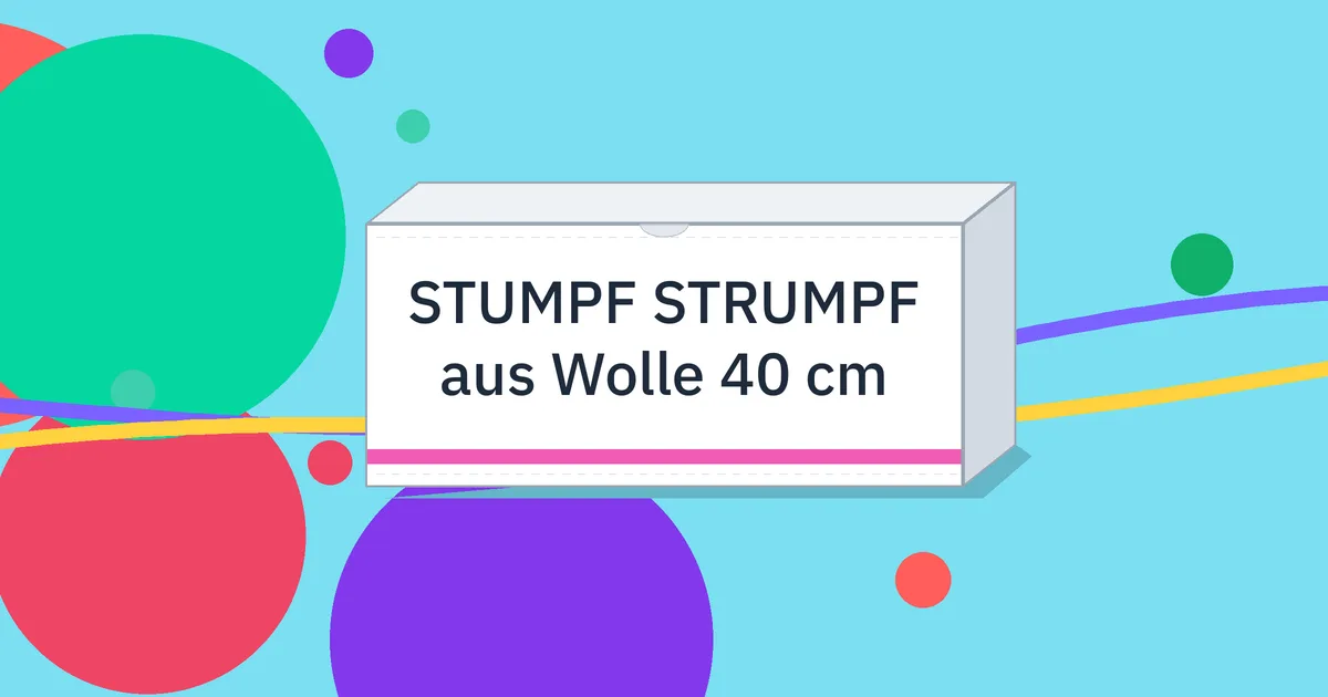 Symbolbild: Packung mit der Aufschrift STUMPF STRUMPF aus Wolle 40 cm (PZN 01978624) – Verfügbarkeit und Bezug in Apotheken in Frankfurt am Main
