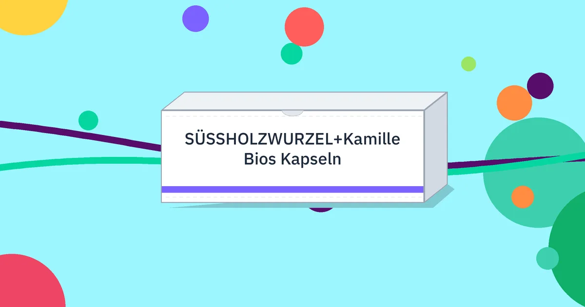 Symbolbild: Packung mit der Aufschrift SÜSSHOLZWURZEL+Kamille Bios Kapseln (PZN 05897880) – Verfügbarkeit und Bezug in Apotheken in Frankfurt am Main