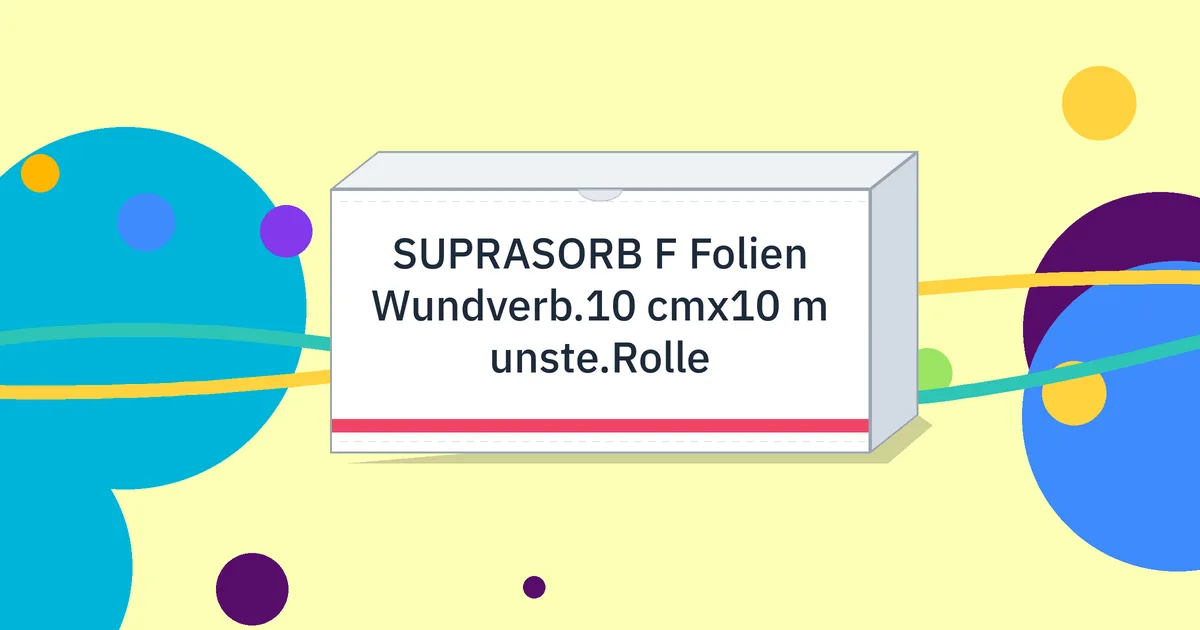 Symbolbild: Packung mit der Aufschrift SUPRASORB F Folien Wundverb.10 cmx10 m unste.Rolle (PZN 00428324) – Verfügbarkeit und Bezug in Apotheken in Frankfurt am Main