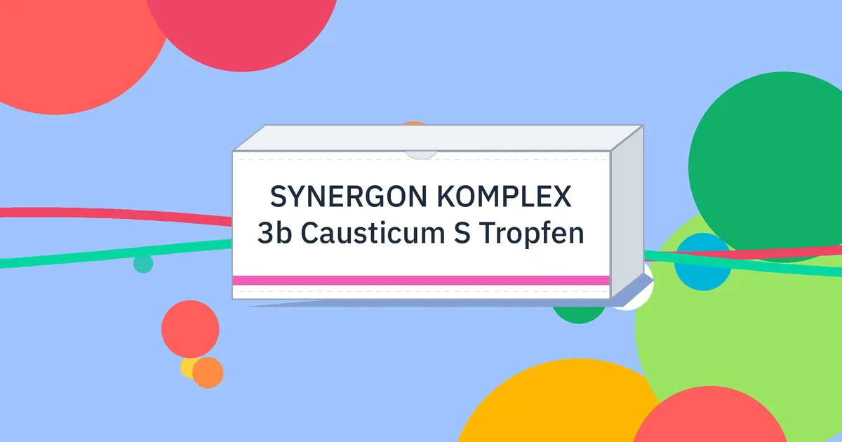 Symbolbild: Packung mit der Aufschrift SYNERGON KOMPLEX 3b Causticum S Tropfen (PZN 19870086) – Verfügbarkeit und Bezug in Apotheken in Frankfurt am Main