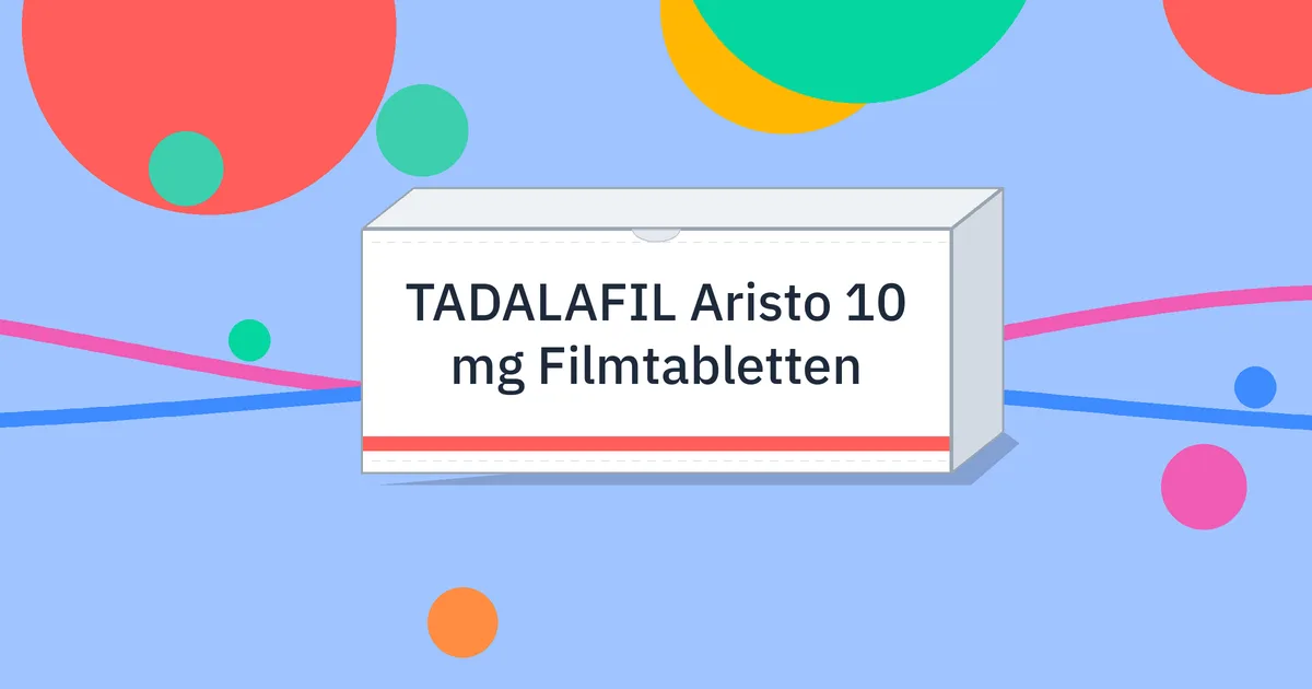 Symbolbild: Packung mit der Aufschrift TADALAFIL Aristo 10 mg Filmtabletten (PZN 13590003) – Verfügbarkeit und Bezug in Apotheken in Frankfurt am Main
