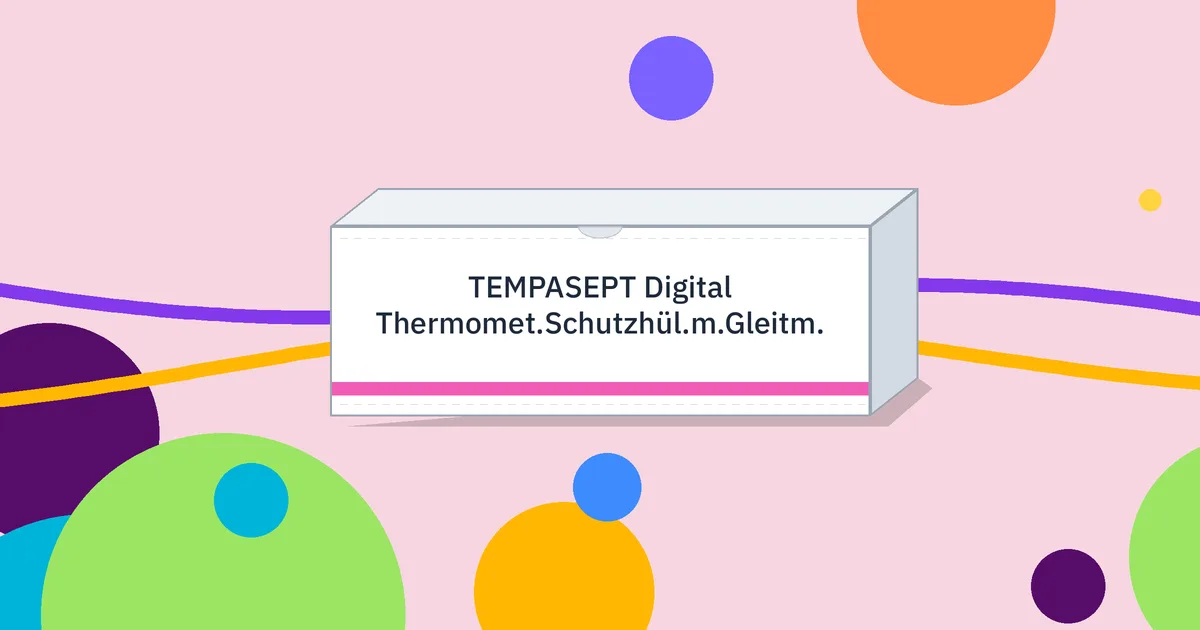 Symbolbild: Packung mit der Aufschrift TEMPASEPT Digital Thermomet.Schutzhül.m.Gleitm. (PZN 05538135) – Verfügbarkeit und Bezug in Apotheken in Frankfurt am Main
