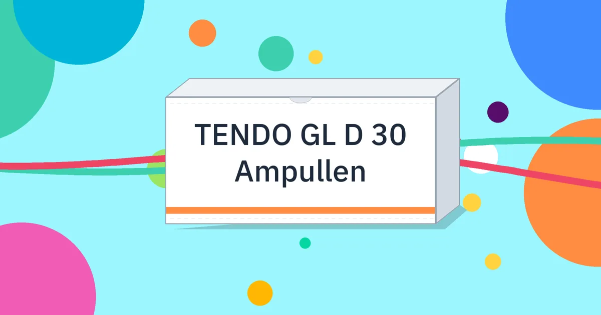 Symbolbild: Packung mit der Aufschrift TENDO GL D 30 Ampullen (PZN 03659024) – Verfügbarkeit und Bezug in Apotheken in Frankfurt am Main