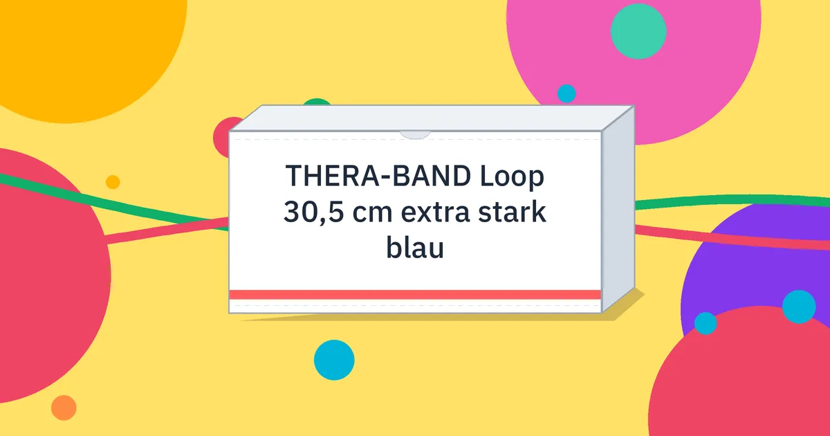 Symbolbild: Packung mit der Aufschrift THERA-BAND Loop 30,5 cm extra stark blau (PZN 09177059) – Verfügbarkeit und Bezug in Apotheken in Frankfurt am Main